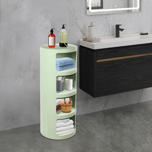 4-Tier Round Bedside Table, Round Nightstand with Storage ...