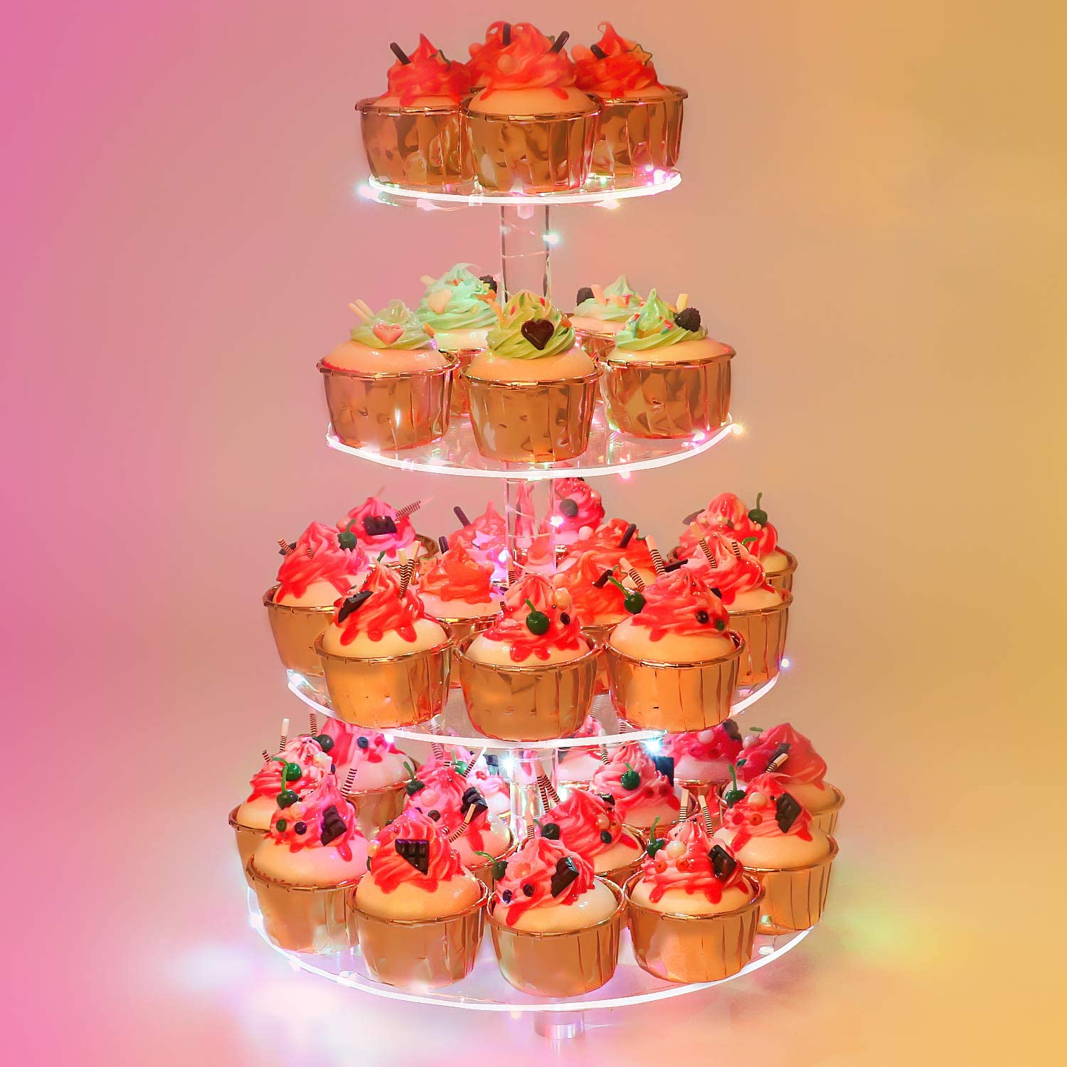 4 Tier Round Cupcake Stand – Premium Cupcake Holder – Acrylic Cupcake ...