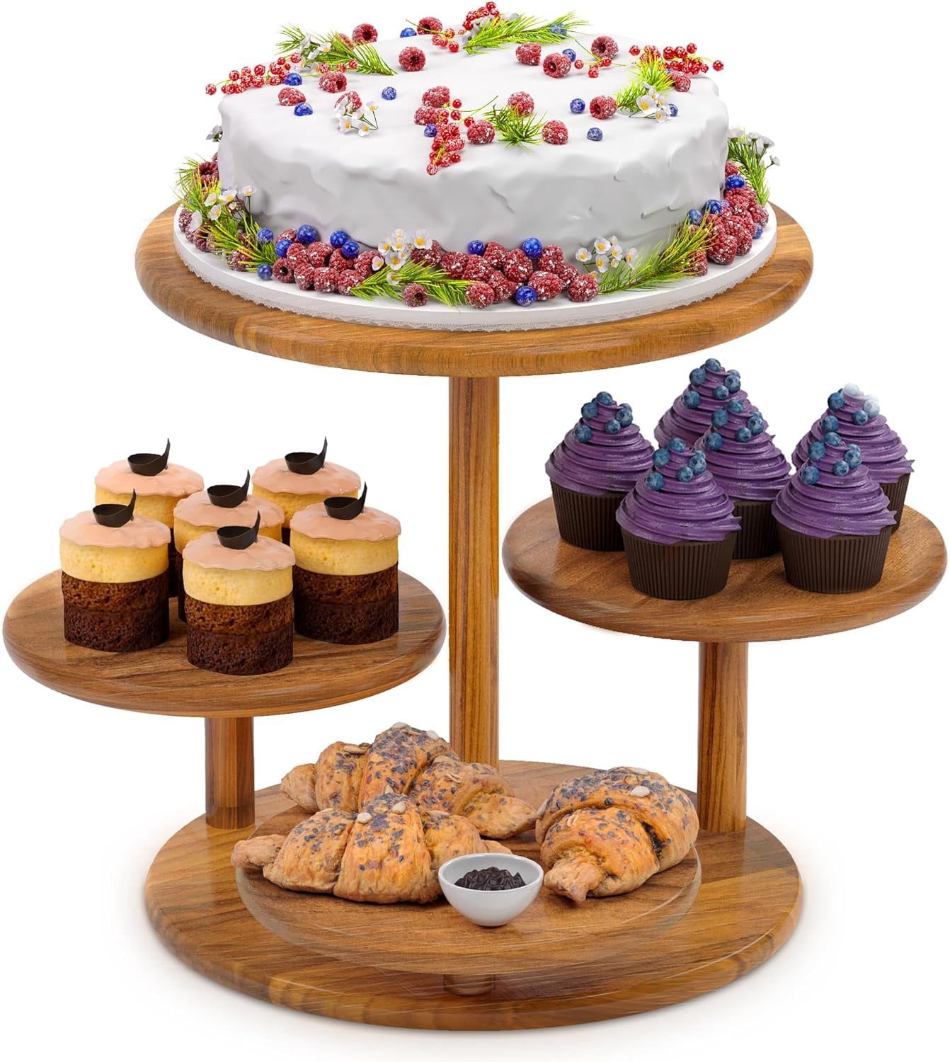 4-layer round cupcake tower for 50 cupcakes with layered tray ...
