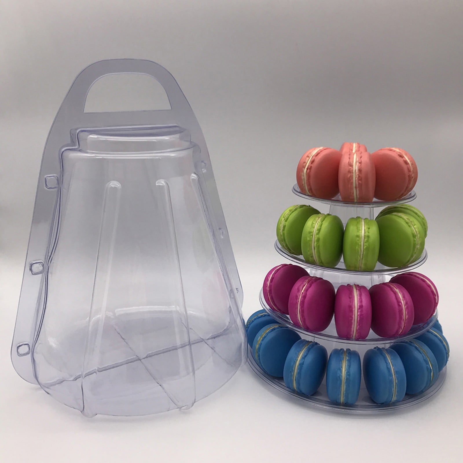 4 Tier Round Plastic Macaron Tower Stand Macarons Holder - Macaroon ...