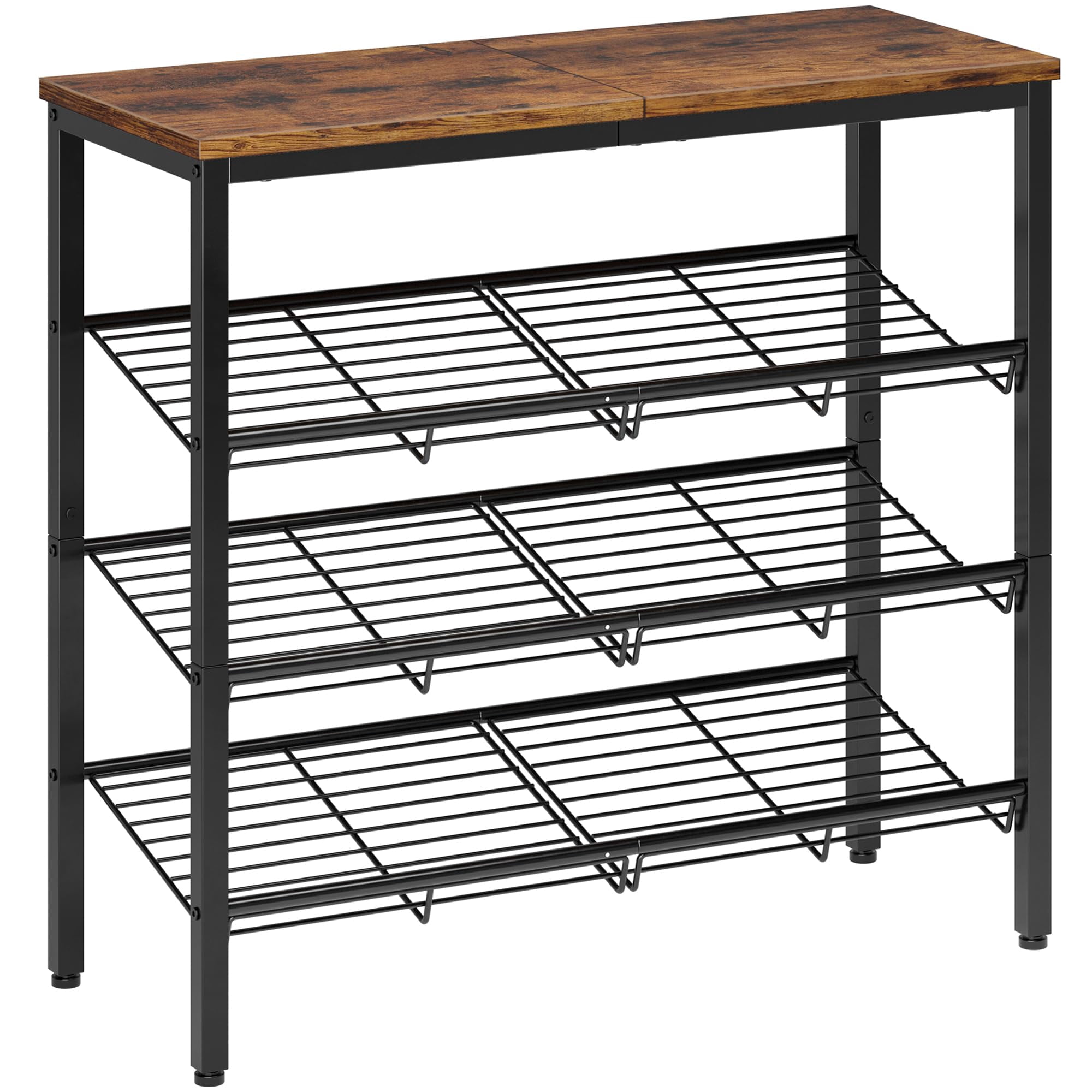 4 Tier Rustic Brown Shoe Rack - Walmart.com
