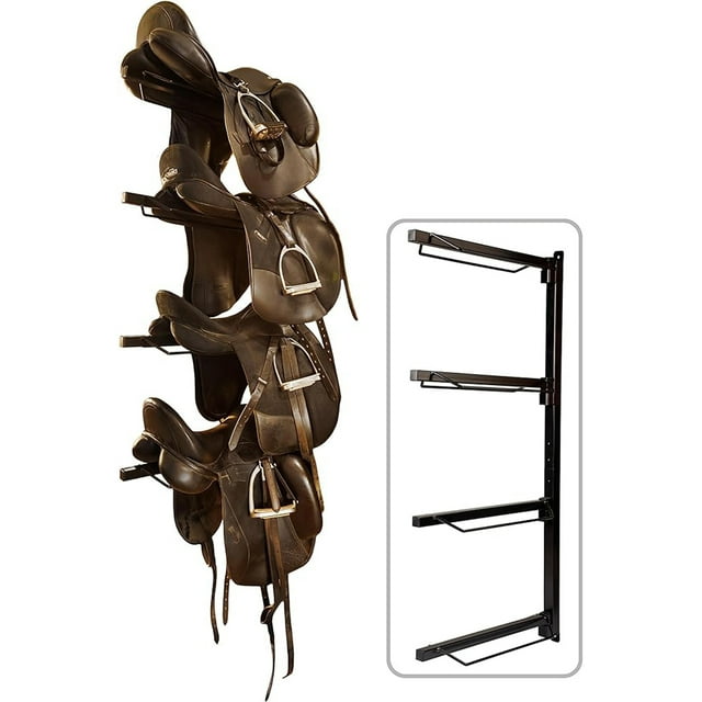 4 Tier Saddle Rack Wall Mount Heavy-Duty Stand for Organized Storage of ...