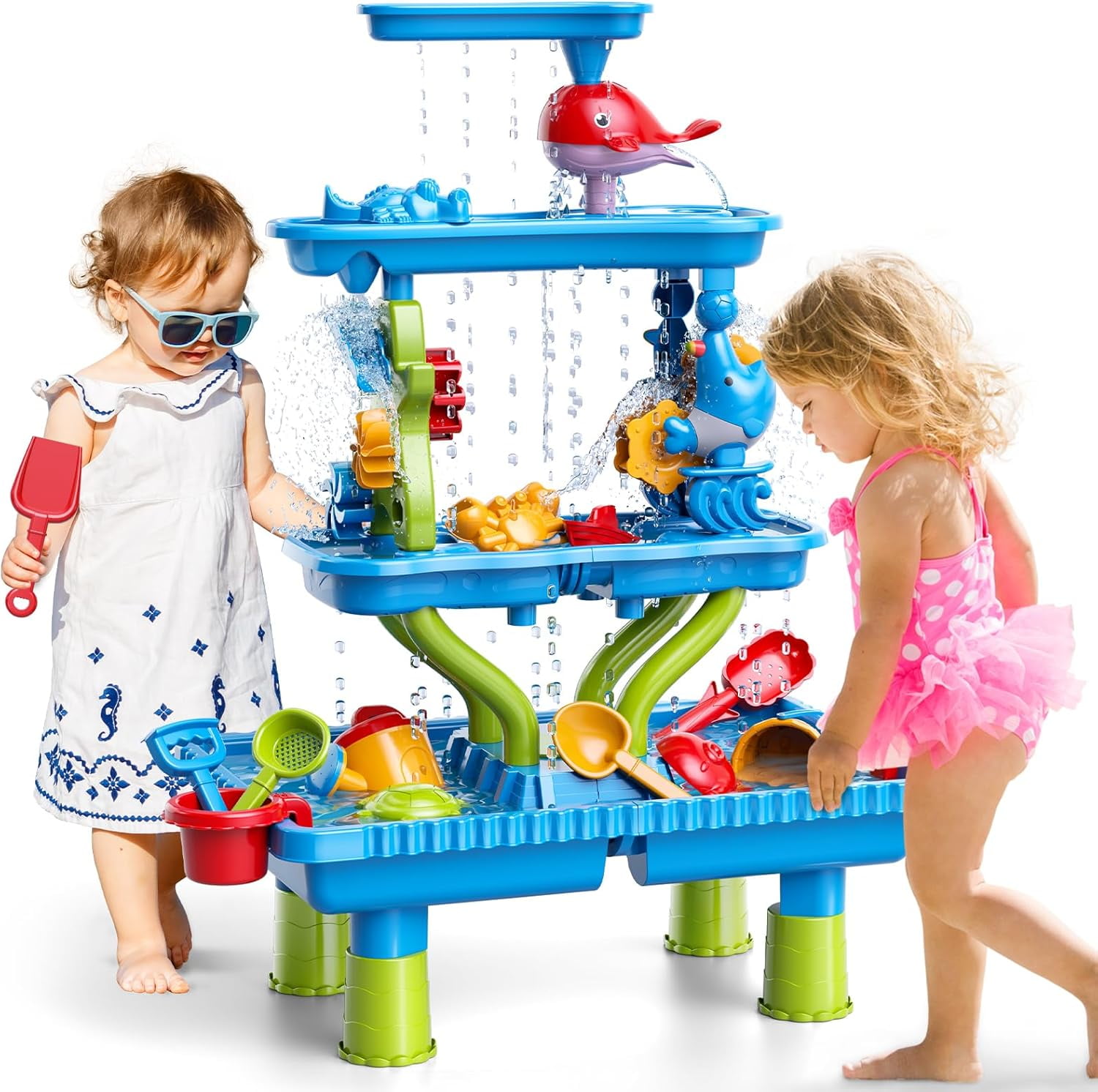 4-Tier Sand and Water Table for Kids, Outdoor Splash and Play Activity ...