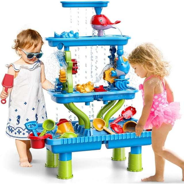 4-Tier Sand and Water Table for Kids, Outdoor Splash and Play Activity ...