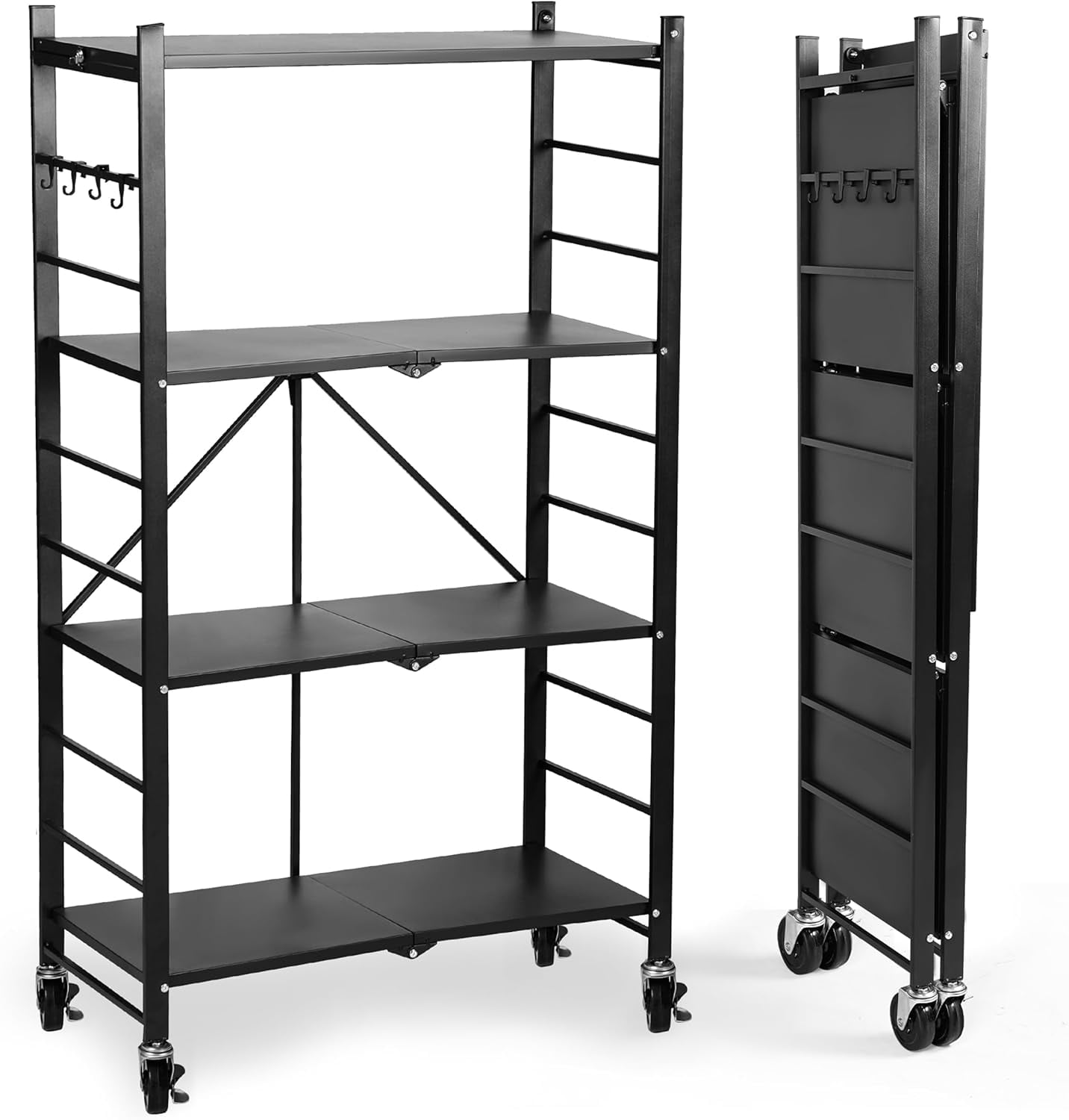 4-Tier Shelf Storage Solution - Strong & Stylish Carbon Steel. Use ...