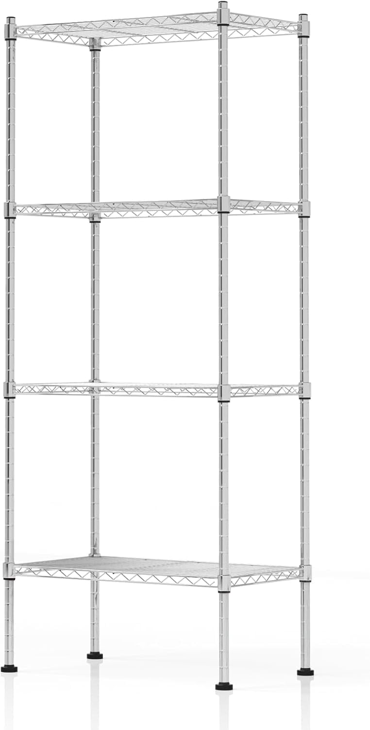 4 Tier Shelving Unit, 176 LBS Per Shelf Height Adjustable Narrow ...