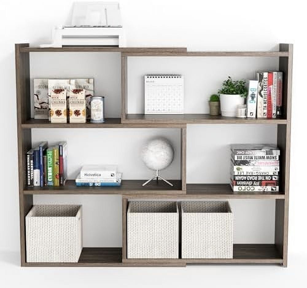 4-Tier Shelving Unit, Expandable 30-55 inch Wide, Large Corner Bookcase ...