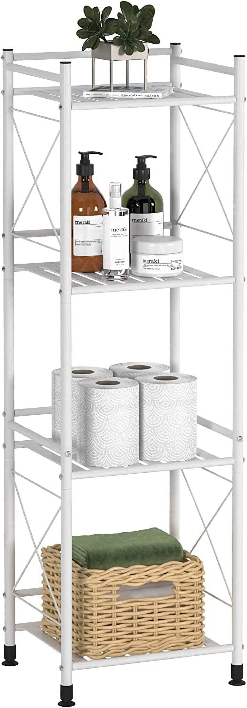4 Tier Shelving Unit, Freestanding Bathroom Storage Shelves, Metal ...