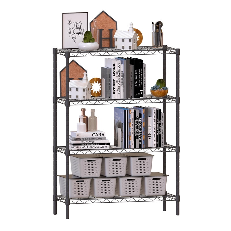 4-Tier Shelving Unit, Heavy Duty Metal Wide Storage, Adjustable ...