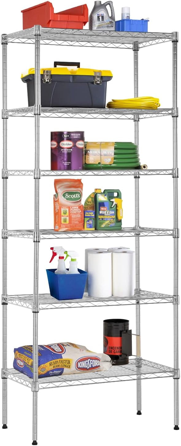 4 Tier Shelving Unit NSF Wire Shelf Metal Large Storage Shelves Heavy Duty Height Adjustable ...