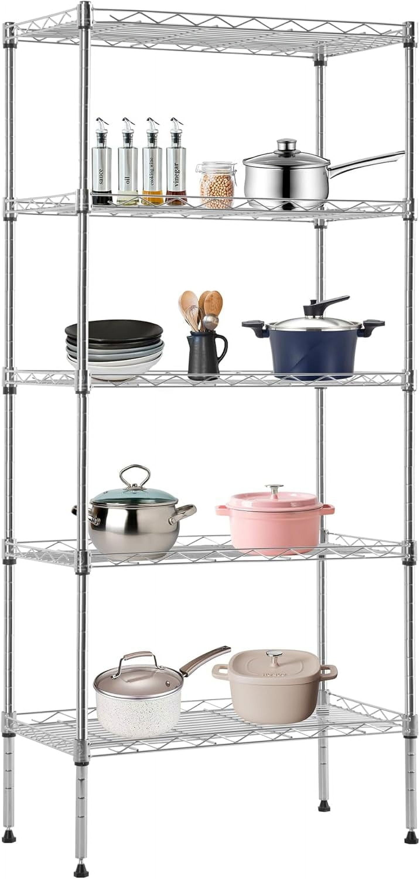 4 Tier Shelving Unit NSF Wire Shelf Metal Large Storage Shelves Heavy Duty Height Adjustable ...