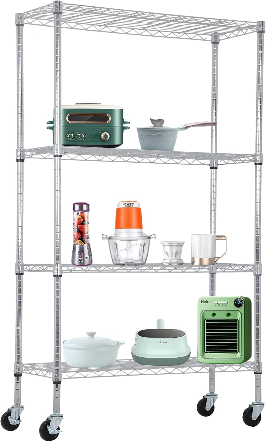 4 Tier Shelving Unit NSF Wire Shelf Metal Large Storage Shelves Heavy ...