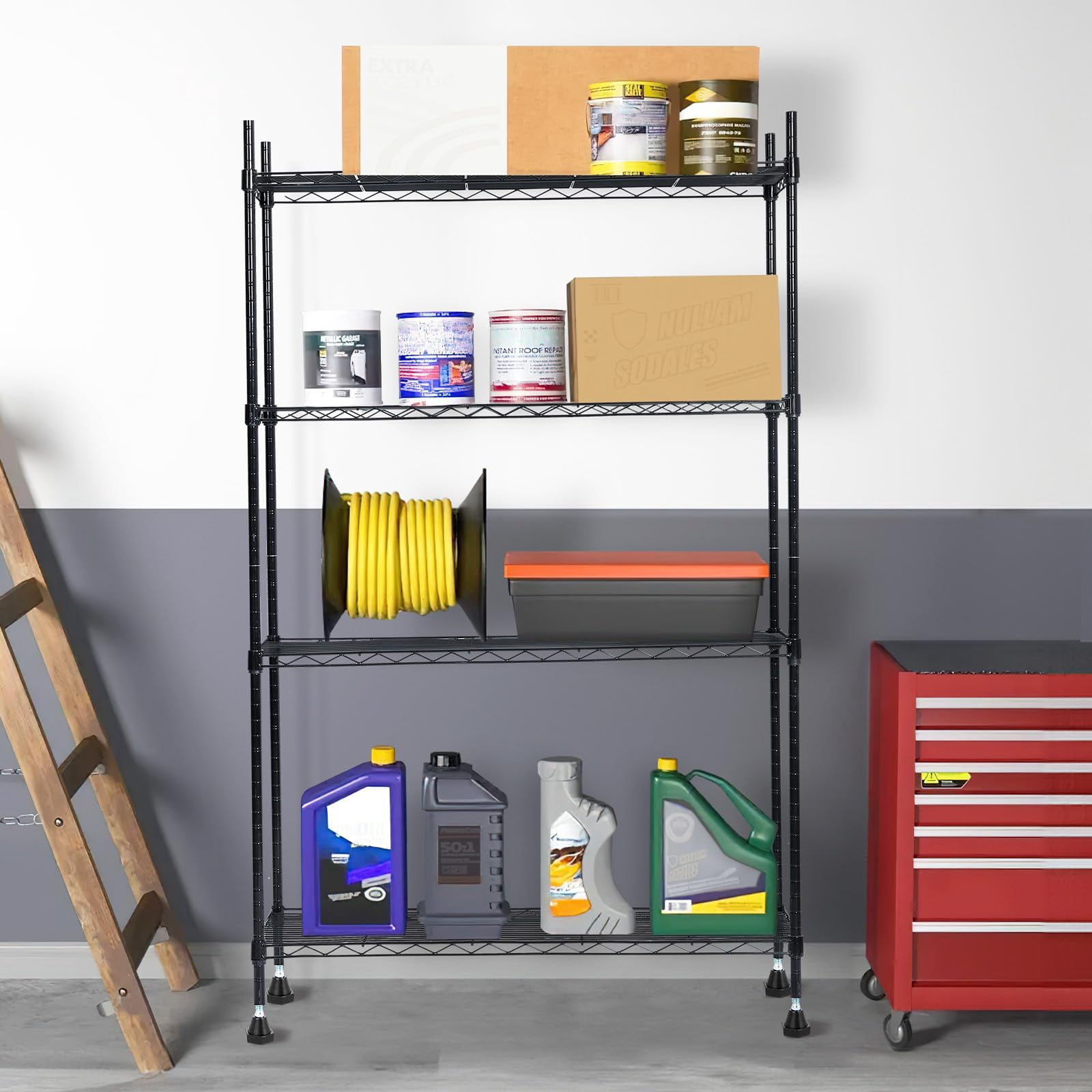 4 Tier Shelving Unit, Wire Shelf Metal Storage Shelves, Height ...
