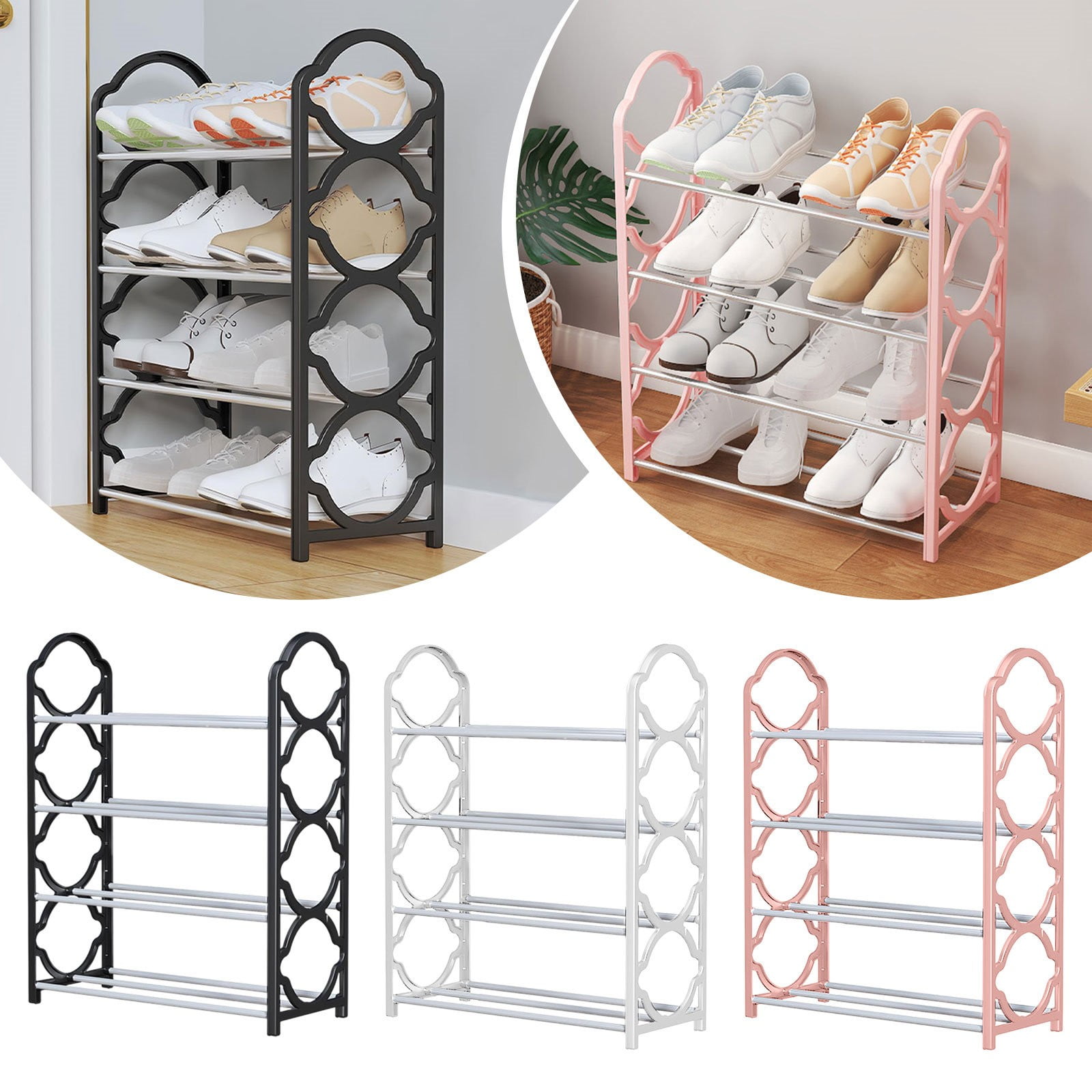 4 Tier Shoe Organizer, Shoe Storage for Front Door Entrance, Stainless ...