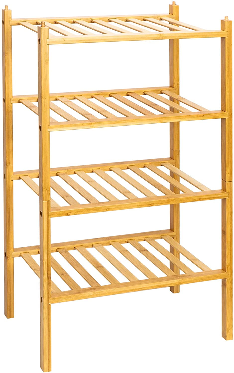 4 Tier Shoe Rack,100% Natural Bamboo Wooden Shoe Rack,Stackable Shoe ...
