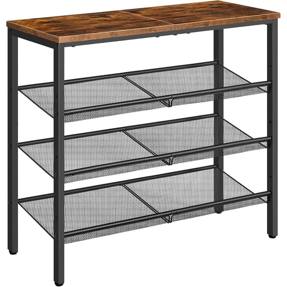 4-Tier Shoe Rack for Entryway, Adjustable Mesh Shelves, Holds 12-16 ...