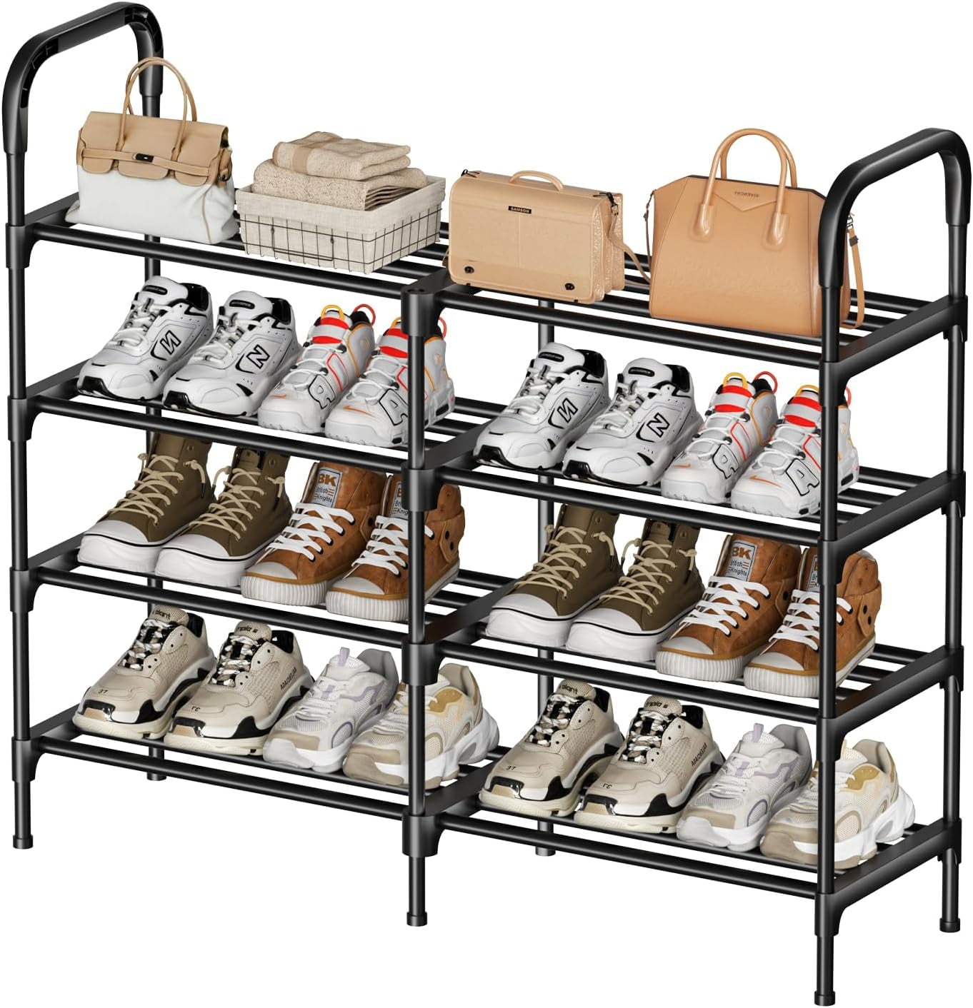 4 Tier Shoe Rack, Metal Storage Organizer for Closet, Entryway, Free ...