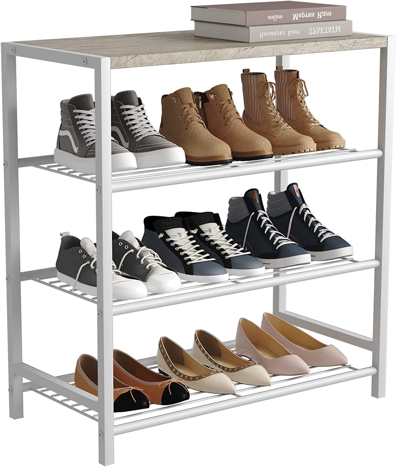 4-Tier Shoe Rack, Modern Industrial Shoe Storage Tower, Narrow Shoe ...