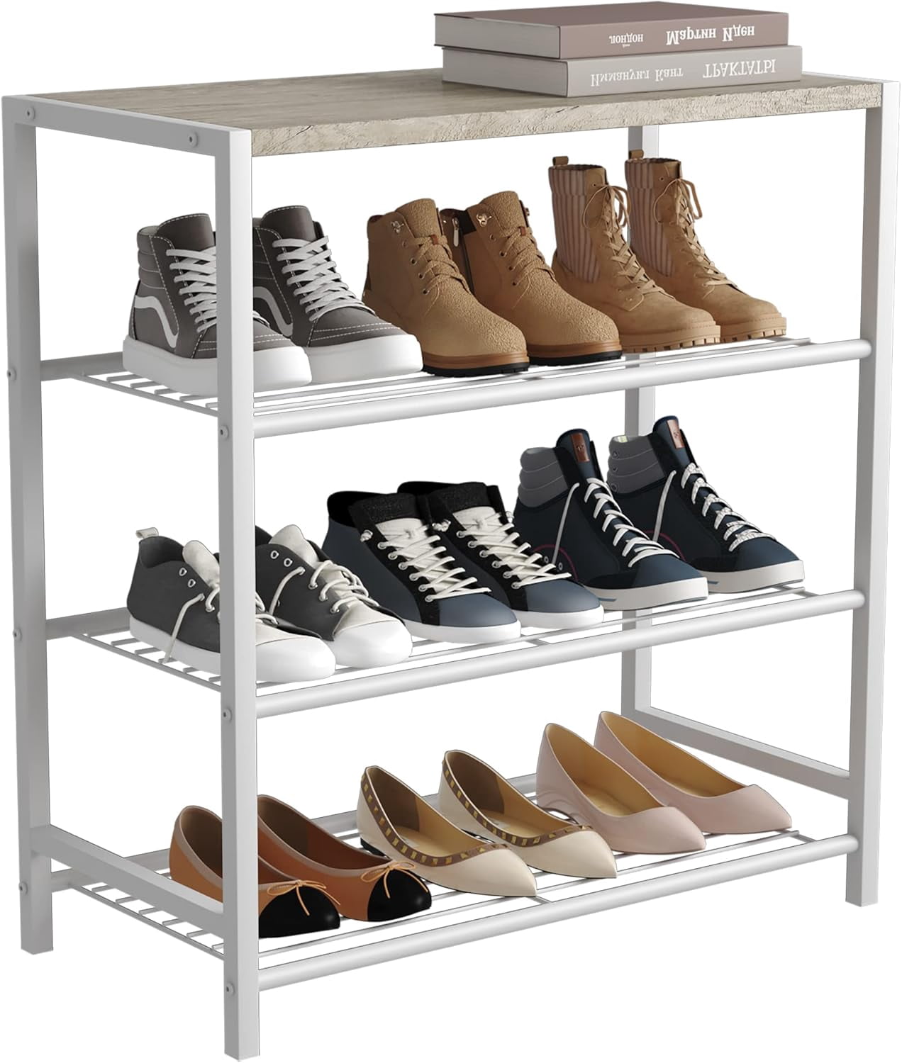 4-Tier Shoe Rack, Modern Industrial Shoe Storage Tower, Narrow Shoe ...