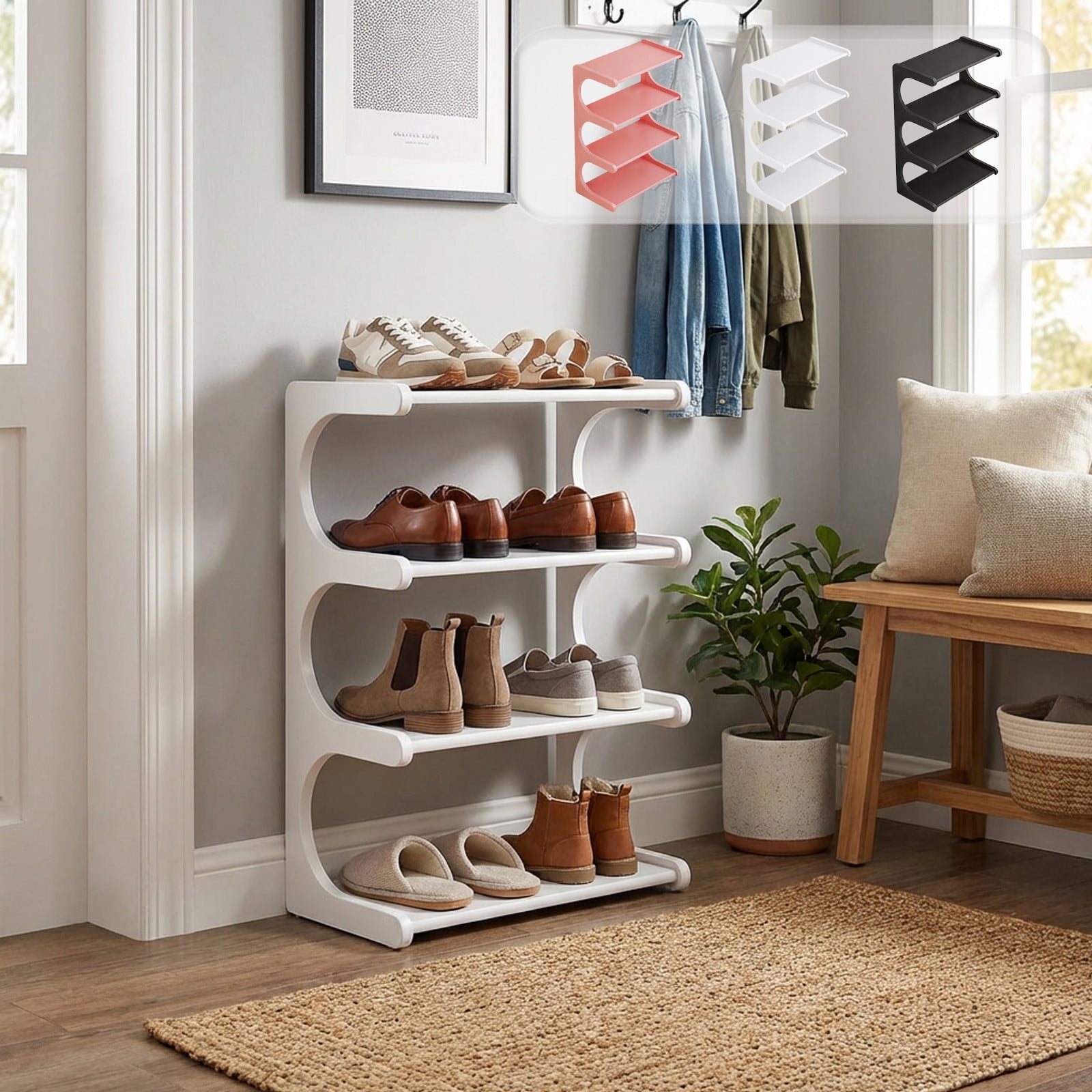 4-Tier Shoe Rack Organizer - Large-Capacity Daily Use Shoe Storage for ...