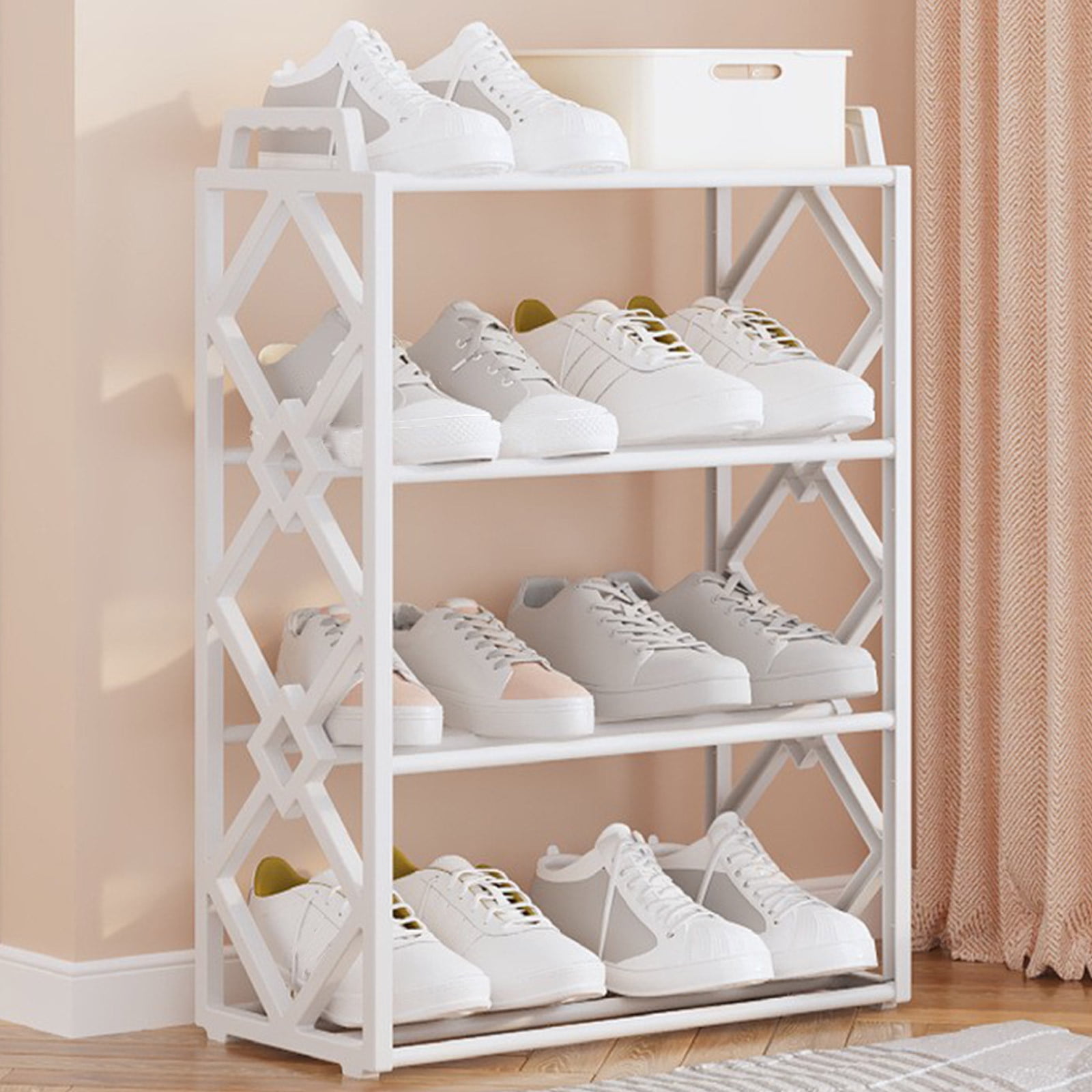 4-Tier Shoe Rack Organizer, Plastic Shoe Storage Shelf for Entryway ...
