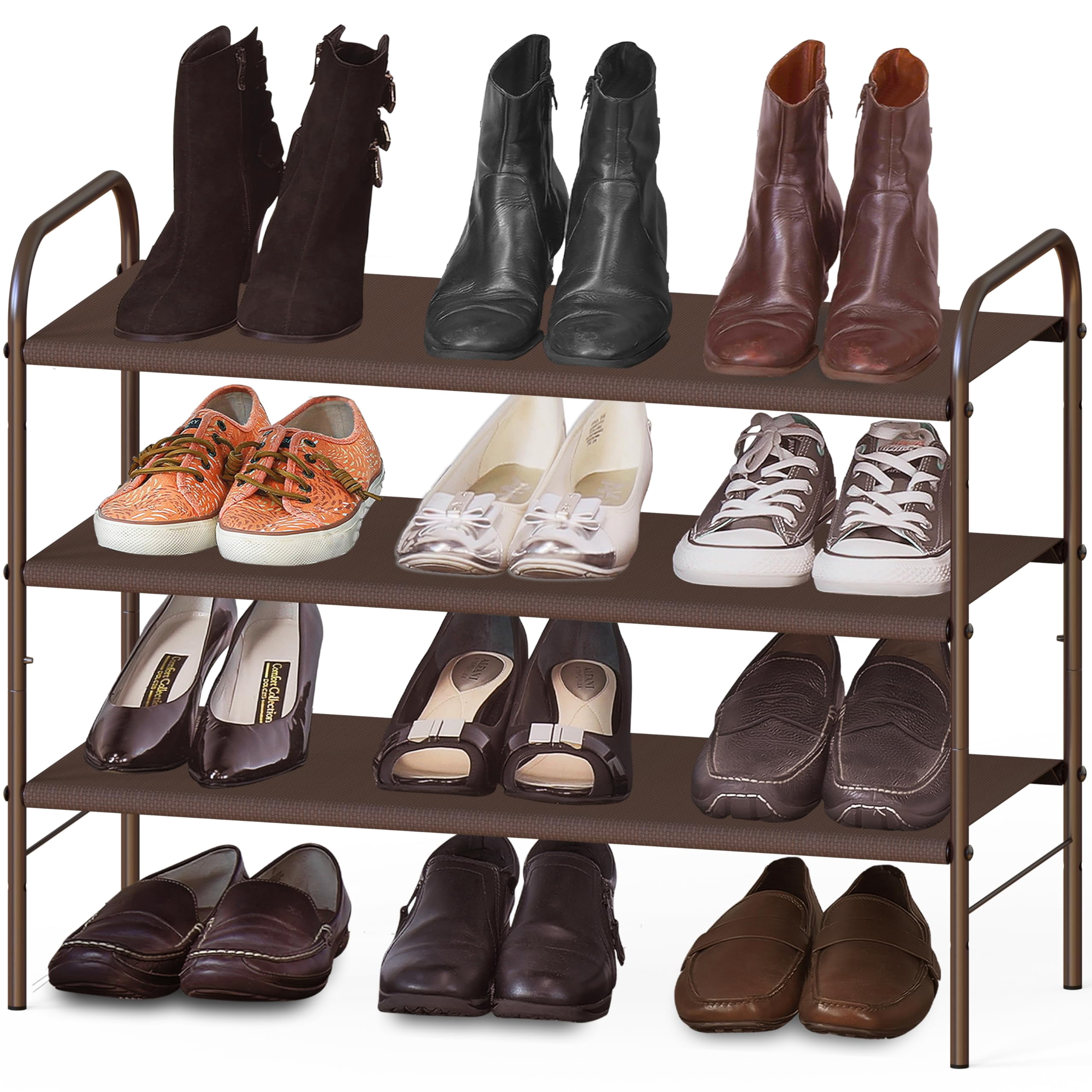 4-Tier Shoe Rack Storage Organizer 20-Pair Capacity Space-Saving ...