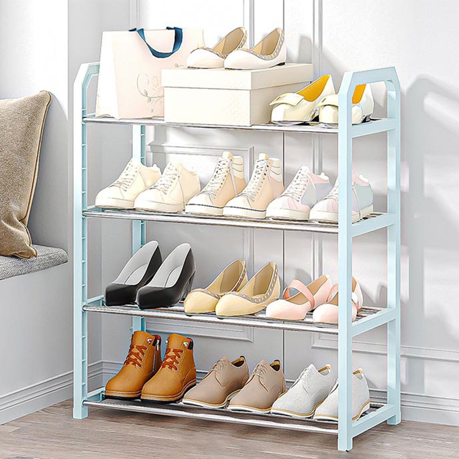 4 Tier Shoe Storage Organizer, 12-Pairs Sturdy Shoe Shoe Rack, Metal ...