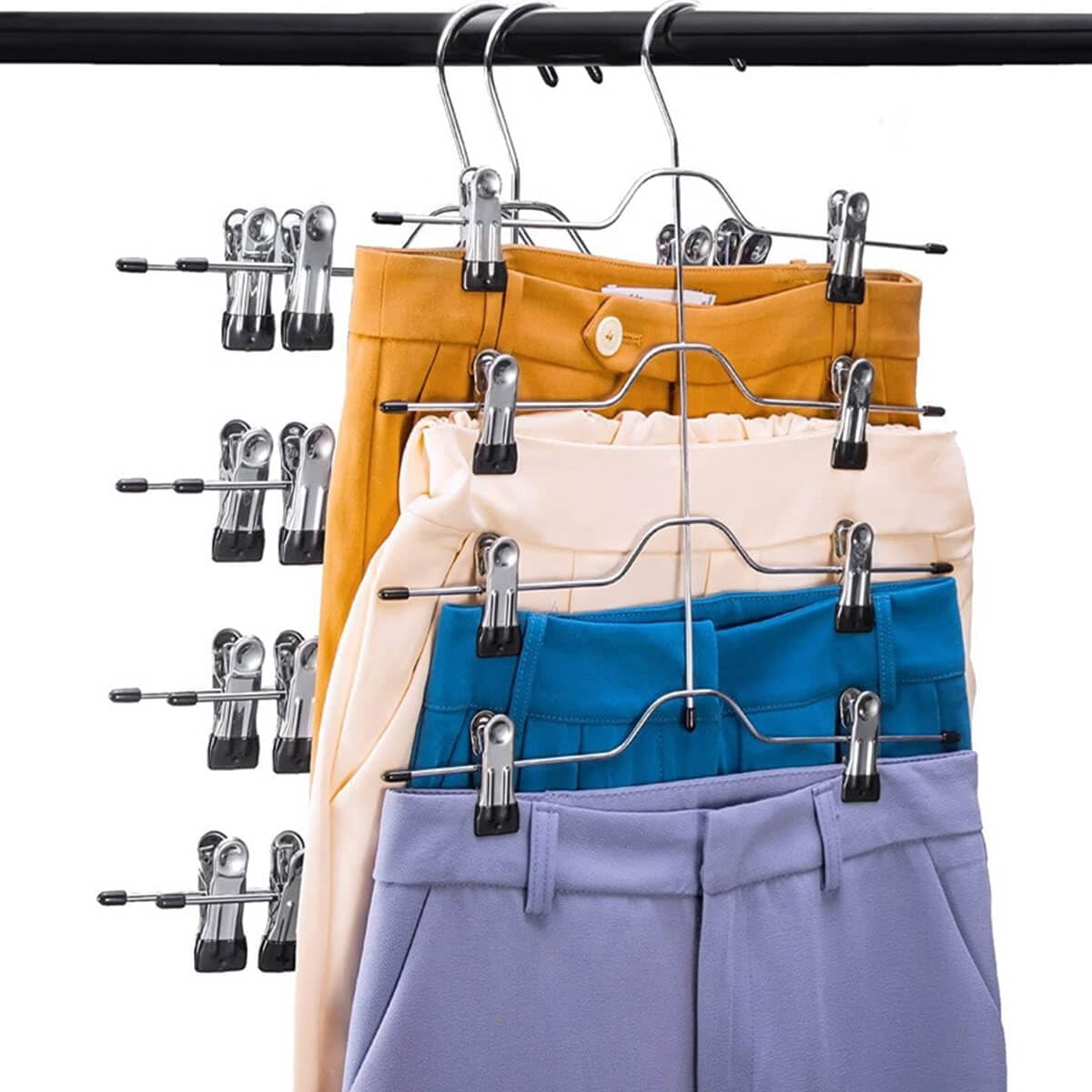 4 Tier Skirt Hangers Space Saving,Metal,Non Slip Closet Organizer and ...