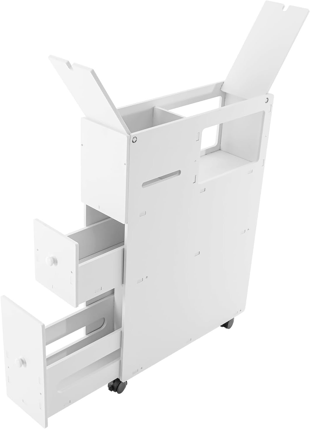 4 Tier Slim Bath Side Cabinet 2 Drawer & 2 Box Bathroom Storage ...