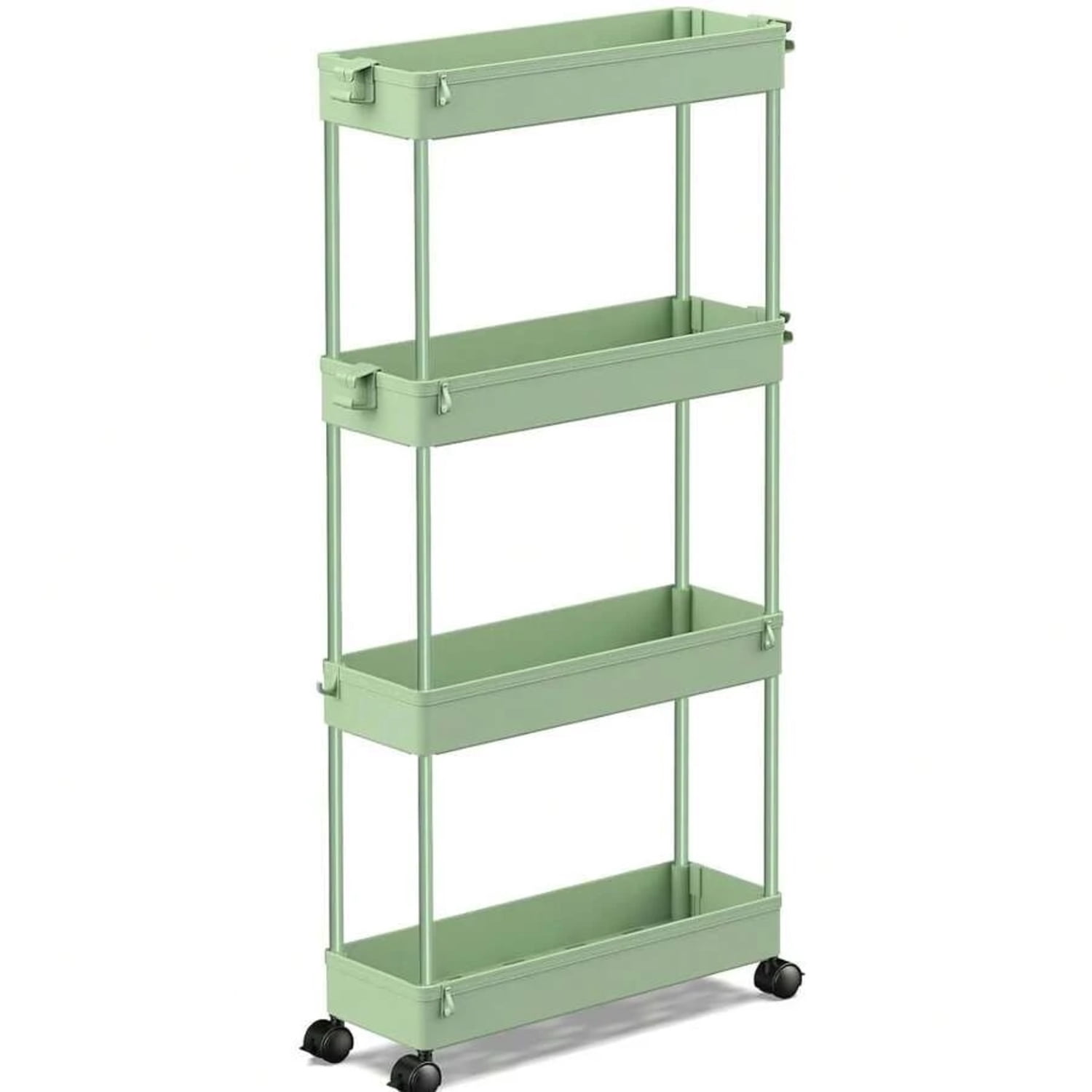 4-Tier Slim Rolling Storage Cart Storage Cart Organizer Rolling Utility ...