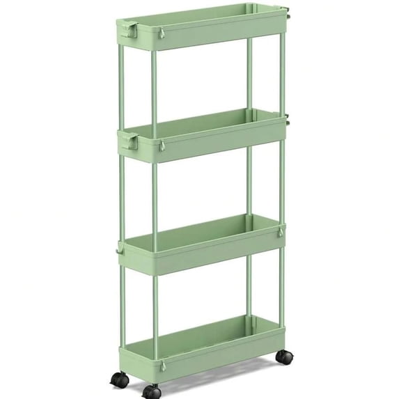 4-Tier Slim Rolling Storage Cart Storage Cart Organizer Rolling Utility ...