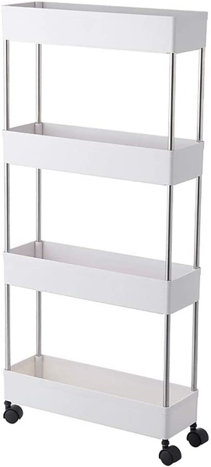 4 Tier Slim Rolling Storage Cart with Wheel, Utility Cart, Gap Storage ...