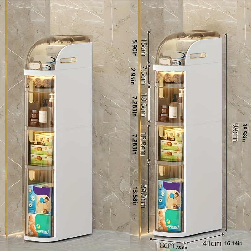 4-Tier Slim Storage Cabinet with Wheels - 7.1" Narrow Bathroom ...