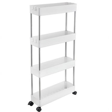 Slim Rolling Storage Cart 4-Tier Kitchen Cart with Wheels, Laundry Room ...