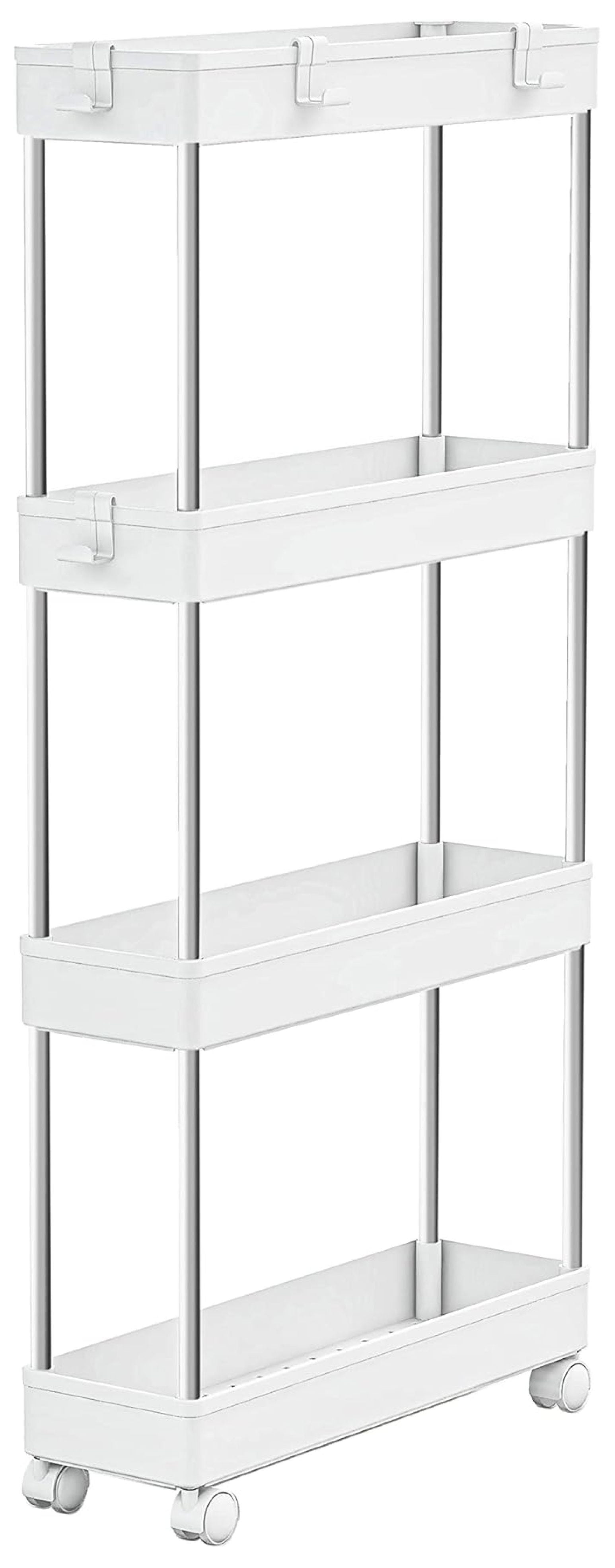 4 Tier Slim Storage Cart, Mobile Shelving Unit Organizer - Rolling ...