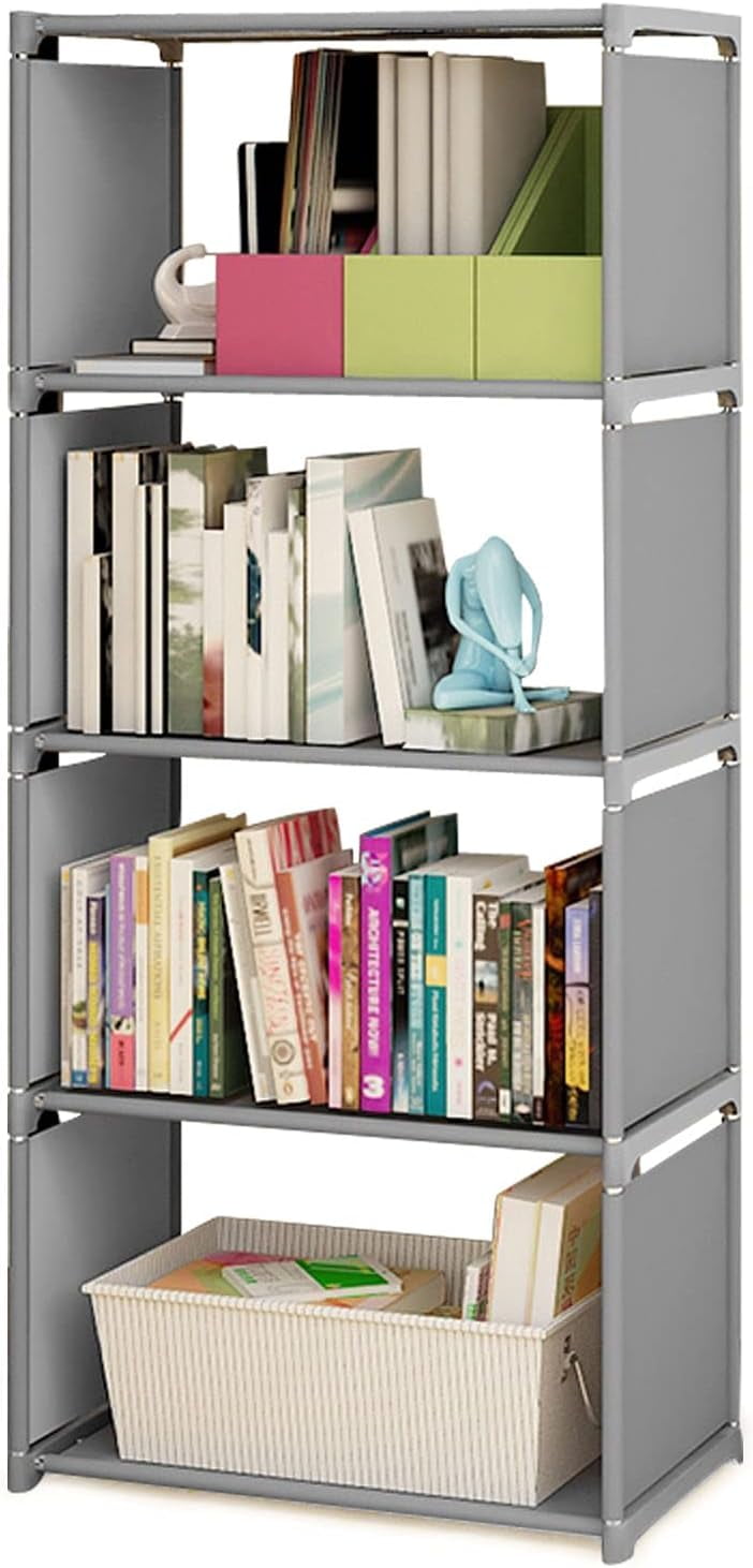4-Tier Small Narrow Bookcase Stable Bookshelf Narrow Book Shelves ...