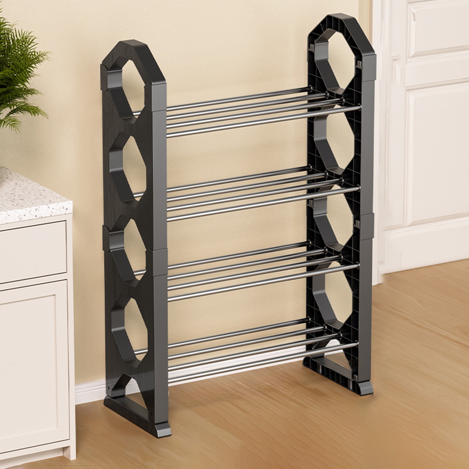 4 Tier Small Shoe Rack,Narrow Stackable Kids Toddler Adult Shoe Storage ...