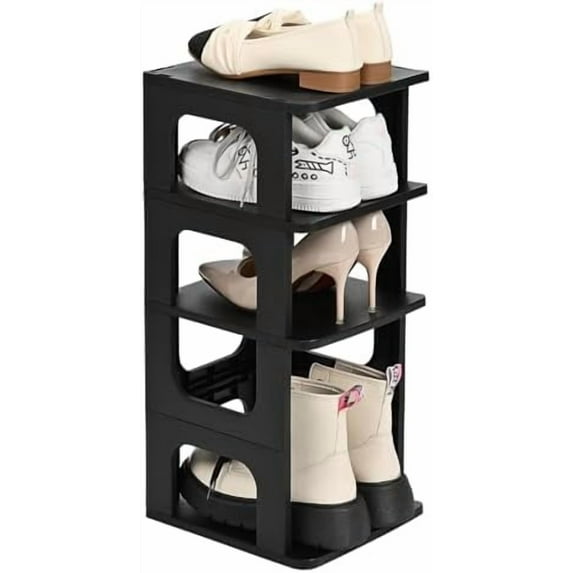 4-Tier Small Shoe Rack, Vertical Narrow Stackable Organizer with ...