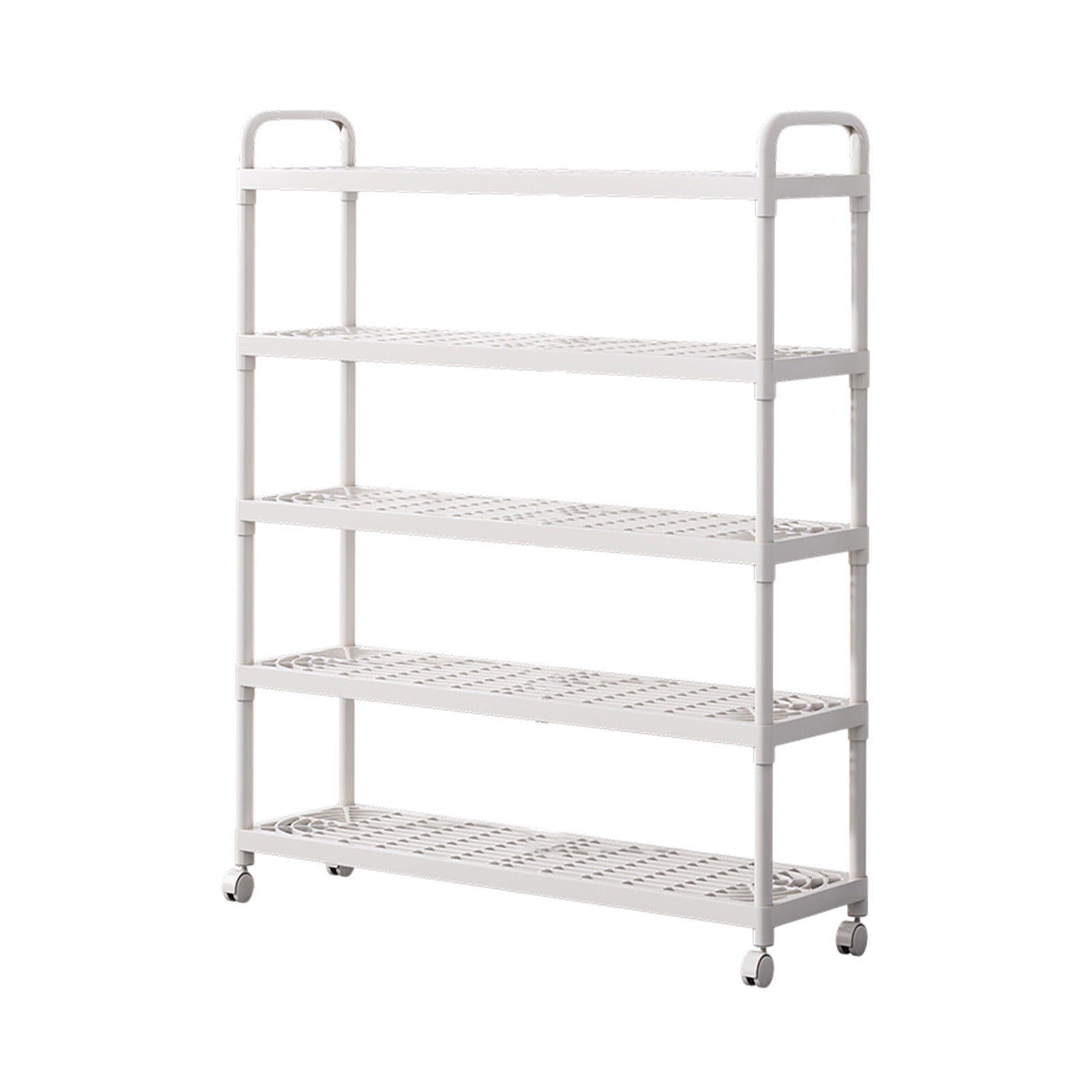 4-Tier Small Shoe Rack with Wheels, Slide-Out Shoe Racks Storage ...