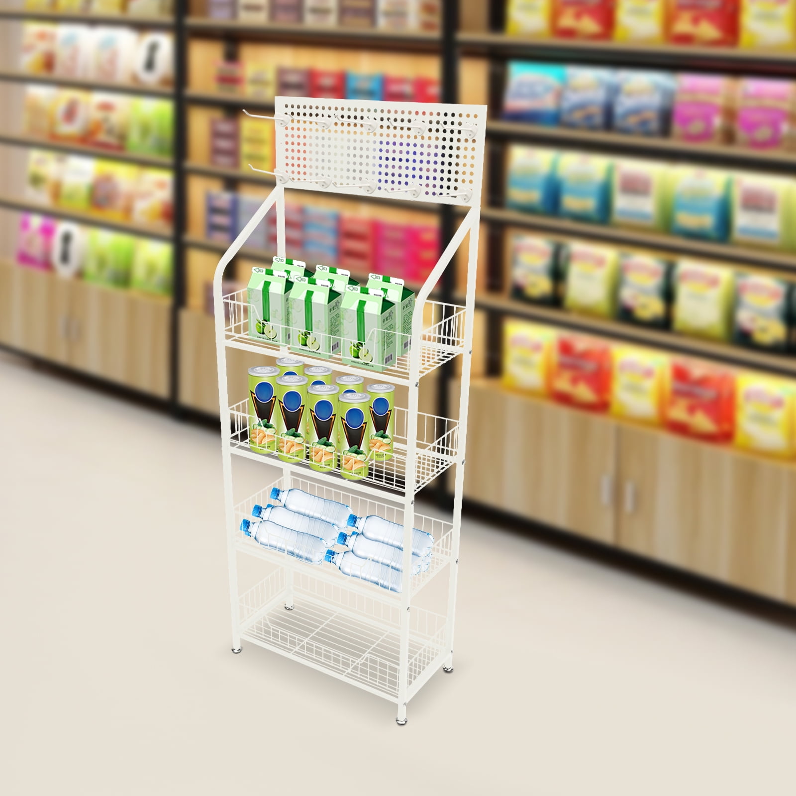 4-Tier Snack Candy Display Organizer, Metal Wire Storage Shelf Display ...