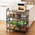 4-Tier Snack Cart with Wheels, 29''W Toy Storage Organizer, Rolling ...