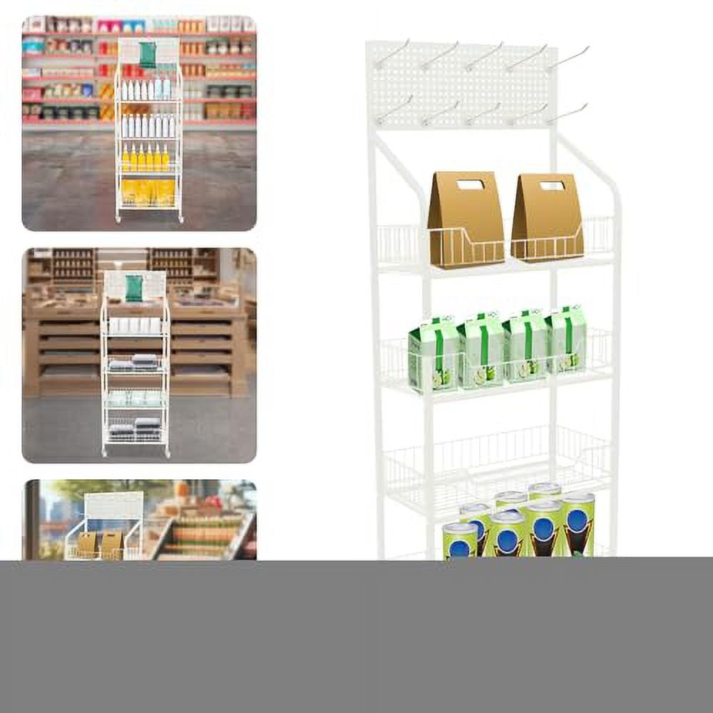 4-Tier Snack Organizer Retail Display Rack Stand, Snack Candy Cart ...