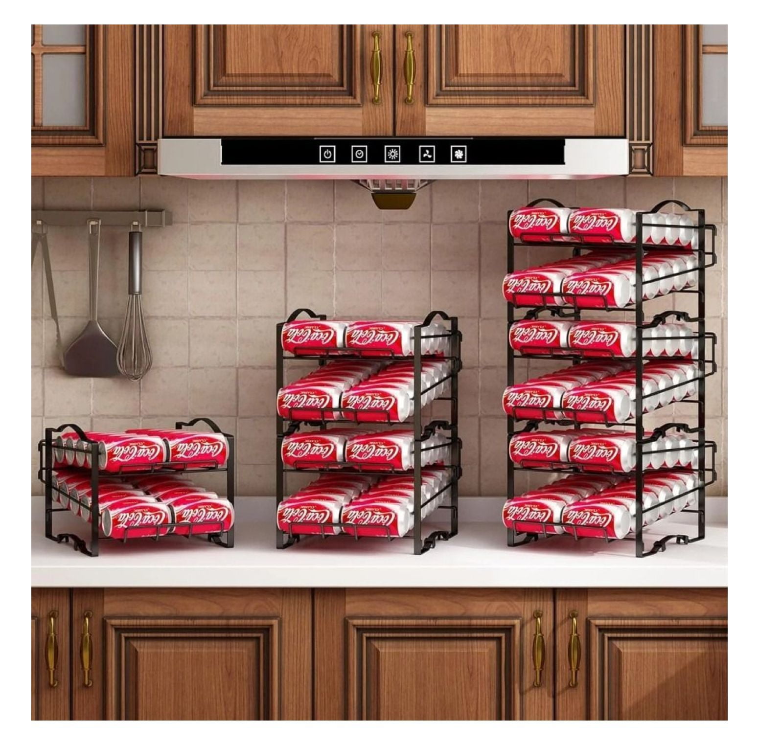4-Tier Soda Can Beverage Dispenser Rack Holds Cans Space Saving ...