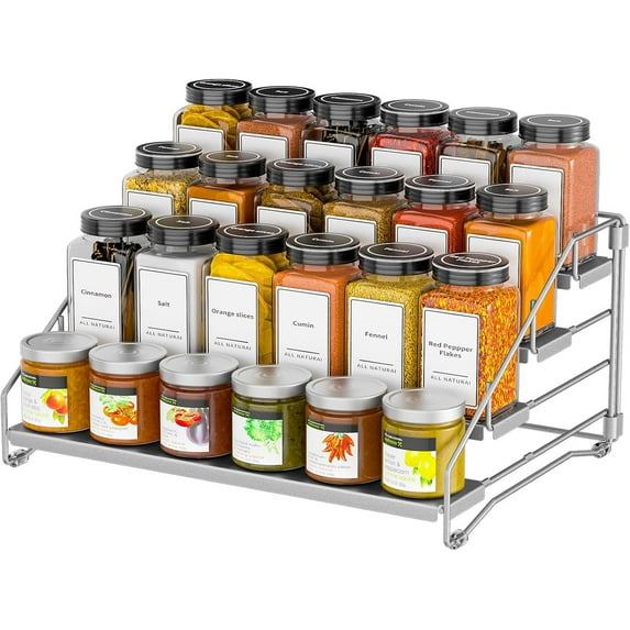 4 Tier Spice Rack for Cabinet, Spice Rack Organizer, Depth Adjustable ...