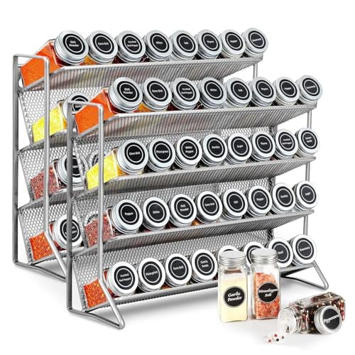 4-Tier Spice Rack Free Standing Counter Spice Organiser 2PC - Walmart.com