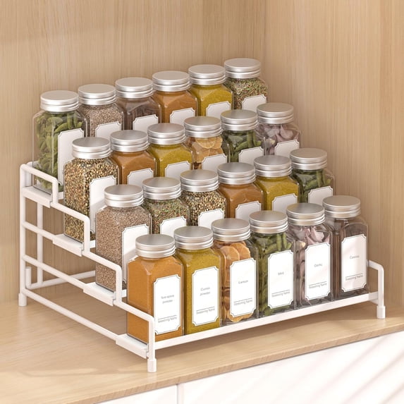 4-Tier-Spice-Rack-Organizer-for-Cabinet, Adjustable Depth Spice Holder ...