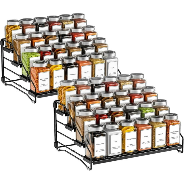 4 Tier Spice Rack Organzier, Spice Rack for Cabinet, Adjustable Depth ...
