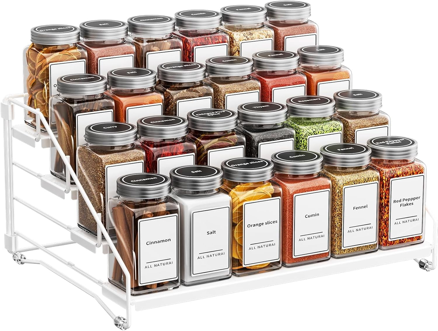 4 Tier Spice Rack for Cabinet, Spice Rack Organizer, Depth Adjustable ...
