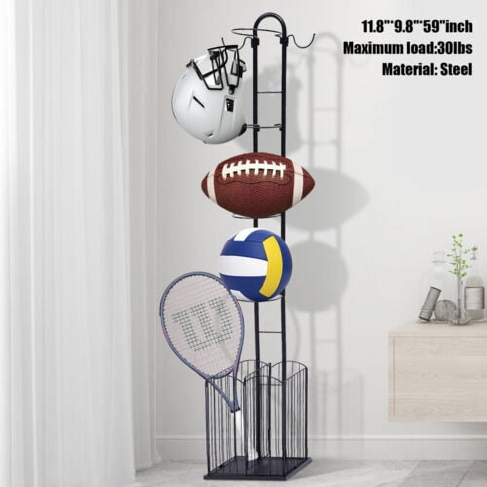 4-Tier Sports Equipment Storage Rack Garage Ball Sports Equipment ...