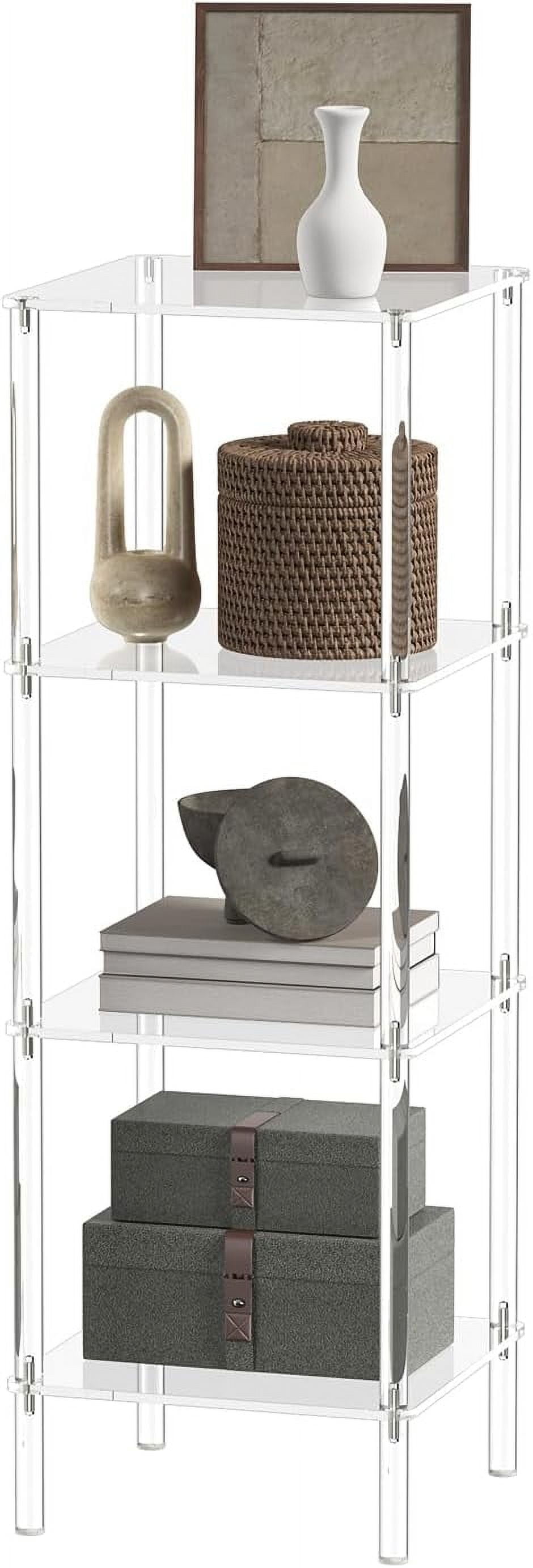 4 Tier Square Acrylic Bookshelf, Small Bookcase with Acrylic Fittings ...